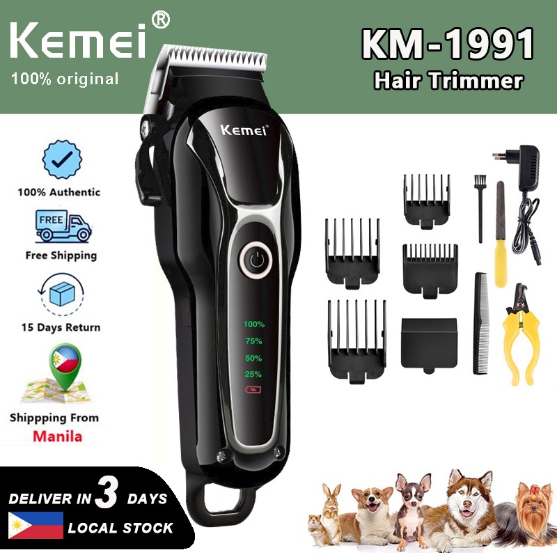 KEMEI KM-1991 Professional Pet Dog Clipper Hair Trimmer Rechargeable ...