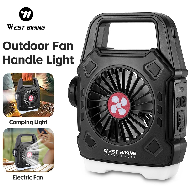 WEST BIKING Portable Rechargeable Fan With Night Light Outdoor Camping ...