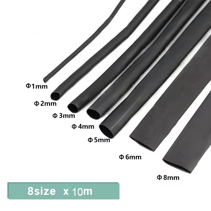 10M Heat Shrink Tubing Polyolefin heat-resistant sleeve Black ...