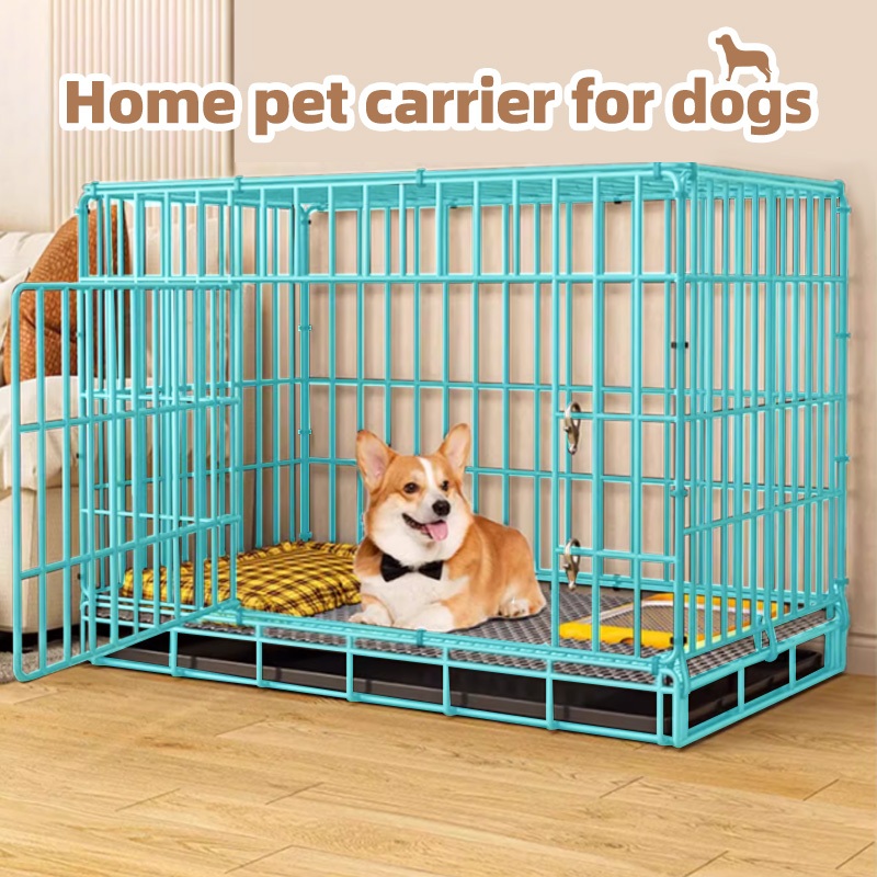 BOENIN Pet Pet cage Blue dog cage with tray with sunroof foldable ...