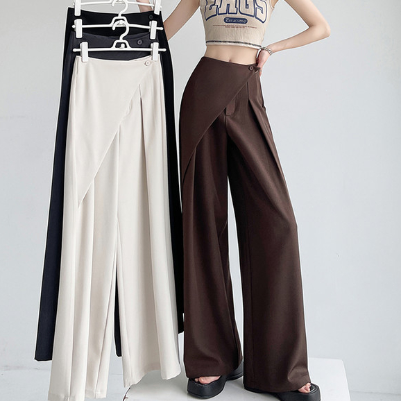 Plus Size S-2XL Women's Square Pants High Waist Wide Leg Trousers ...