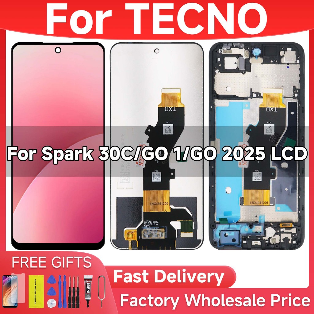 For Tecno Spark 30C Kl5 Spark Go 1 Kl4 Spark Go 2025 LCD Display Touchscreen with Frame ...