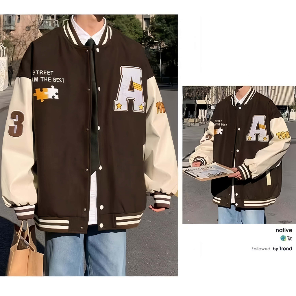WM Korean style Aesthetic jacket for men casual vintage jacket baseball ...