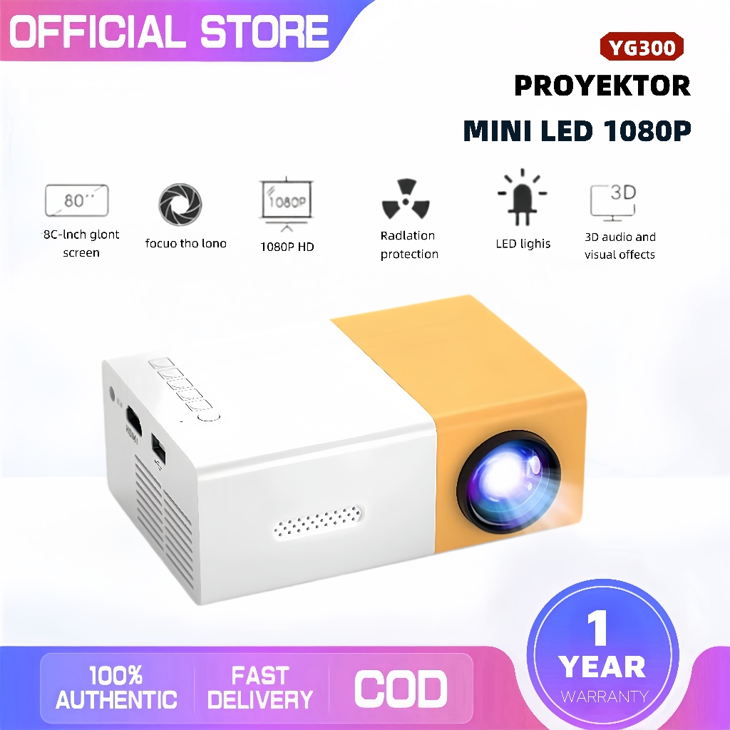 Mini Projector YG300 Portable LED Mini Projector hp Mini Home Theater ...