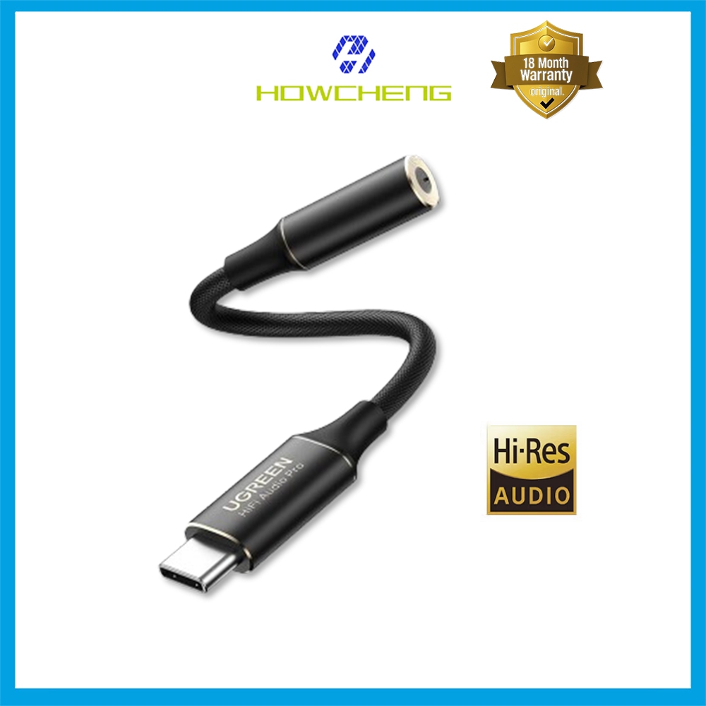 UGREEN USB C to 3.5mm Headphone Adapter Hi-Res 32bit 384KHz Braided Type C Male Aux Female ...