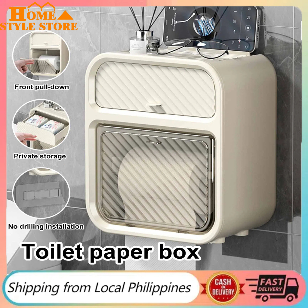 Wall Mounted Bathroom Tissue Holder Waterproof Tissue Roll Paper Holder ...