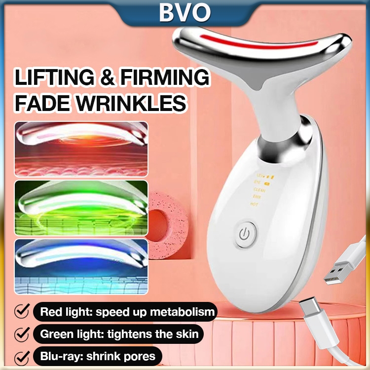 BVO Neck Face Beauty Device Colorful LED Photon Therapy Skin Tighten ...