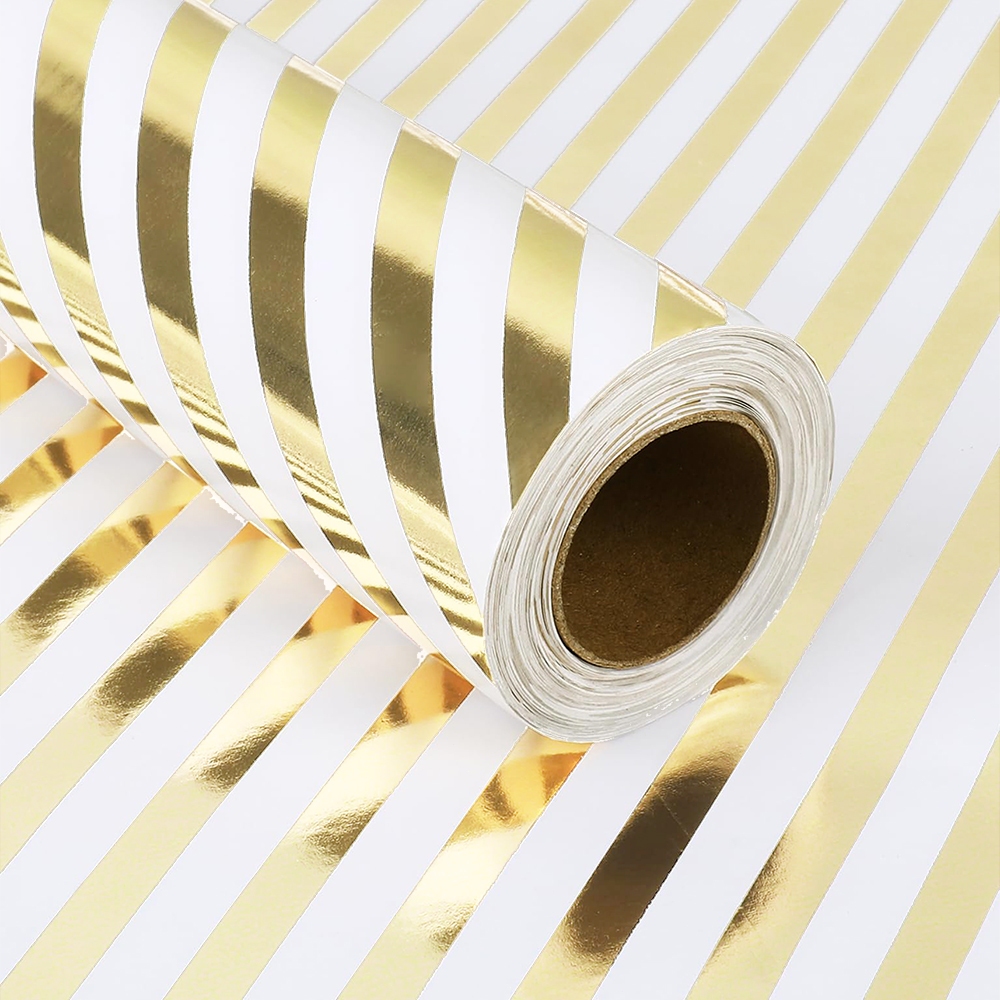 Gold Striped Gift Wrapping Paper Flower Packaging Materials Birthday ...