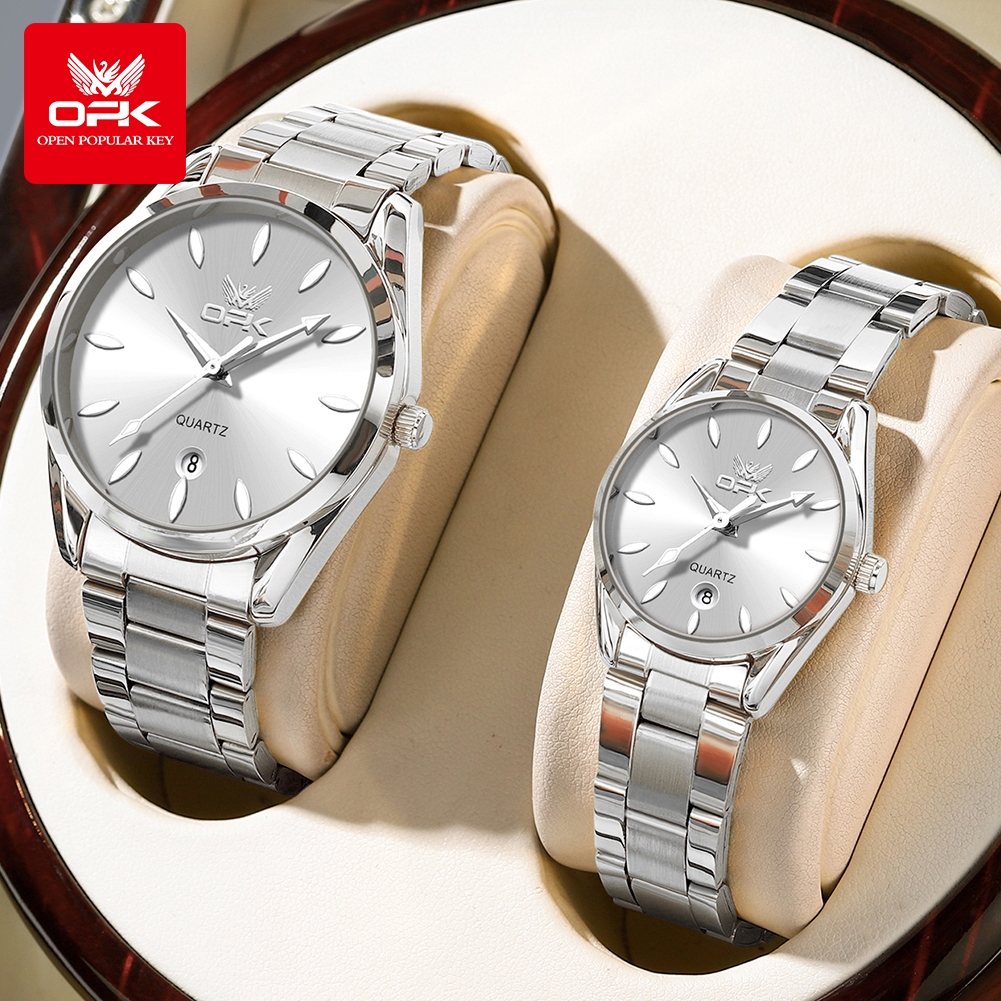 OPK Couple Watch Waterproof Original With Box Stainless Steel Strap ...