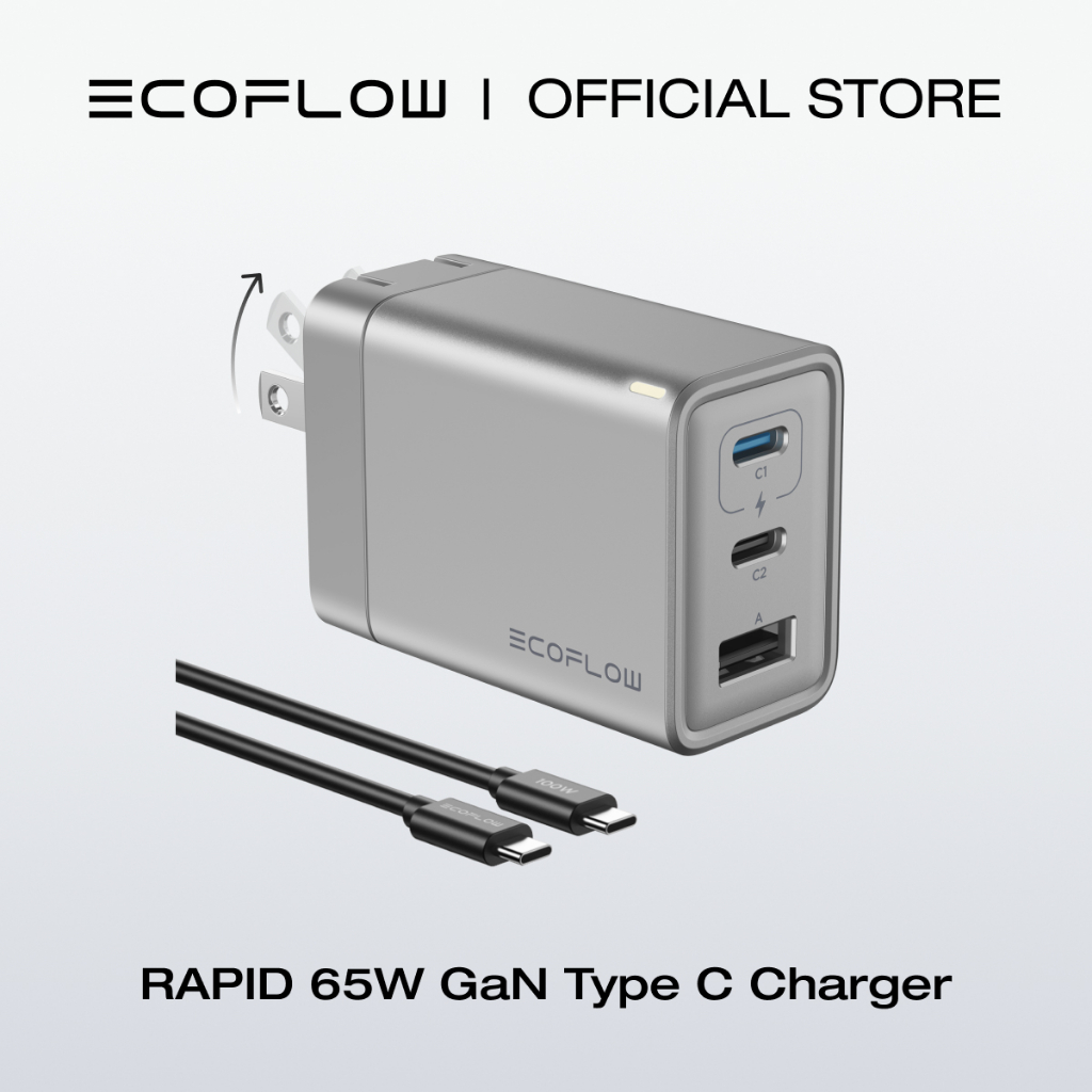EcoFlow USB C Charger Rapid 20W/30W/65W GaN Type C Charging Block with ...