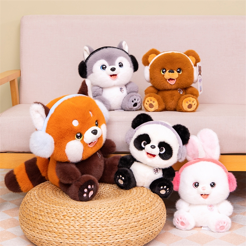 Headphone Animals Plush Toy Cute Panda Soft Stuff Toy Red Panda Doll ...