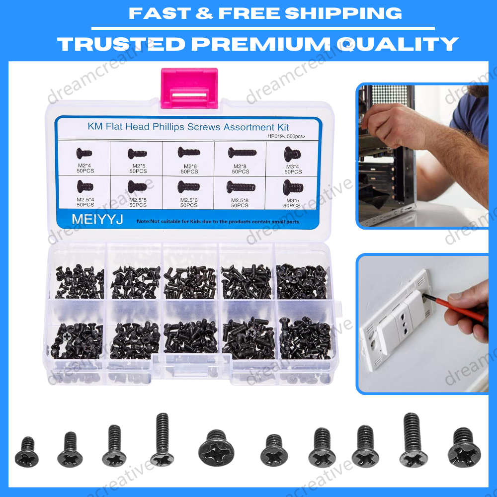 500pcs Universal Laptop Computer Screws Set M2 M2.5 M3 Flat Head ...
