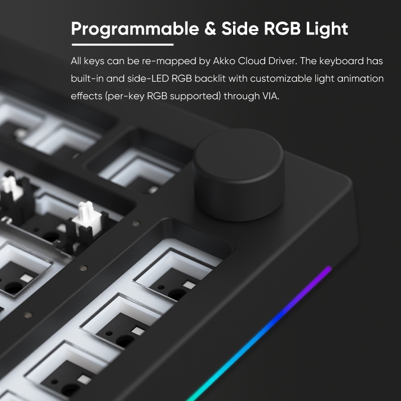 Akko 5075B VIA Barebone Kit with 5-pin, Hotswap, RGB, South-facing PCB ...