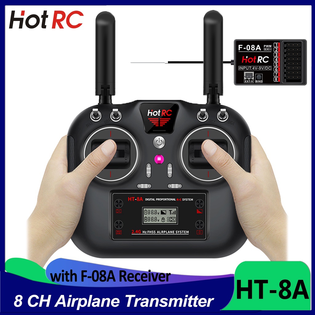 HotRC HT-8A 2.4G 8CH Remote Control 4.5-9V PWM FHSS Transmitter with F ...