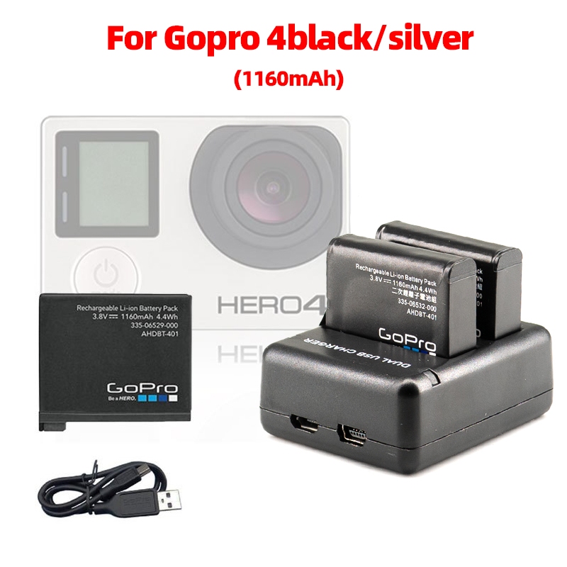 Dual Battery Charger 1160mah For GOPRO HERO 4 Batteries Accessories 2nd ...