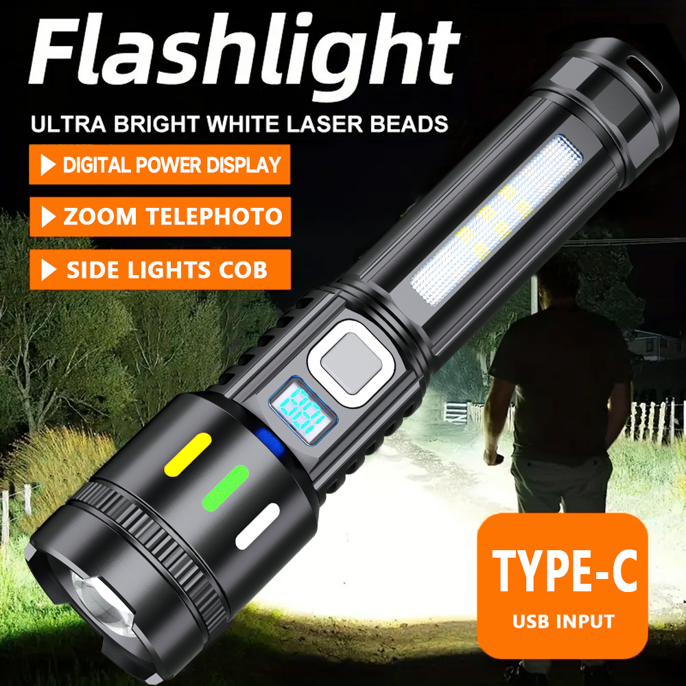 Flashlight Rechargeable Waterproof Original Digital Display LED Heavy ...