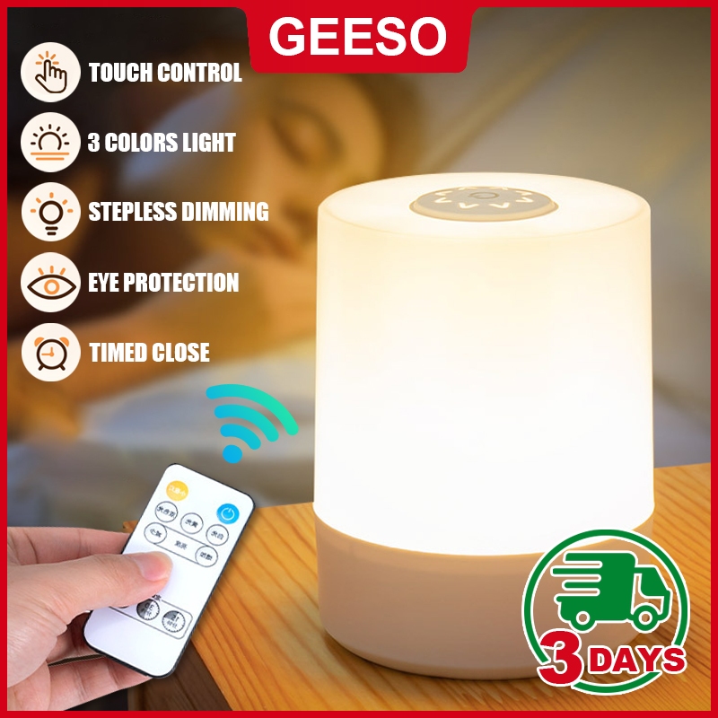 GEESO Dimmable Night Lamp LED Touch Lights USB Dim Light Small Bedside ...