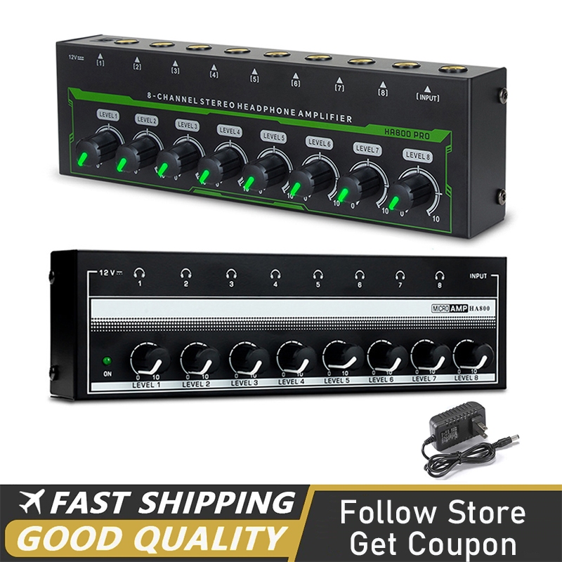 8 Channel Headphone Amplifier with RGB Light (HA800-PRO),8 Channel Fine ...