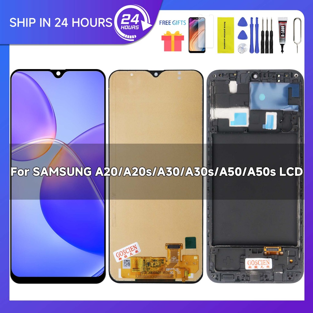 Samsung Galaxy A20 A20S A30 A30S A50S LCD Display Touchscreen Assembly with Frame Replacement ...