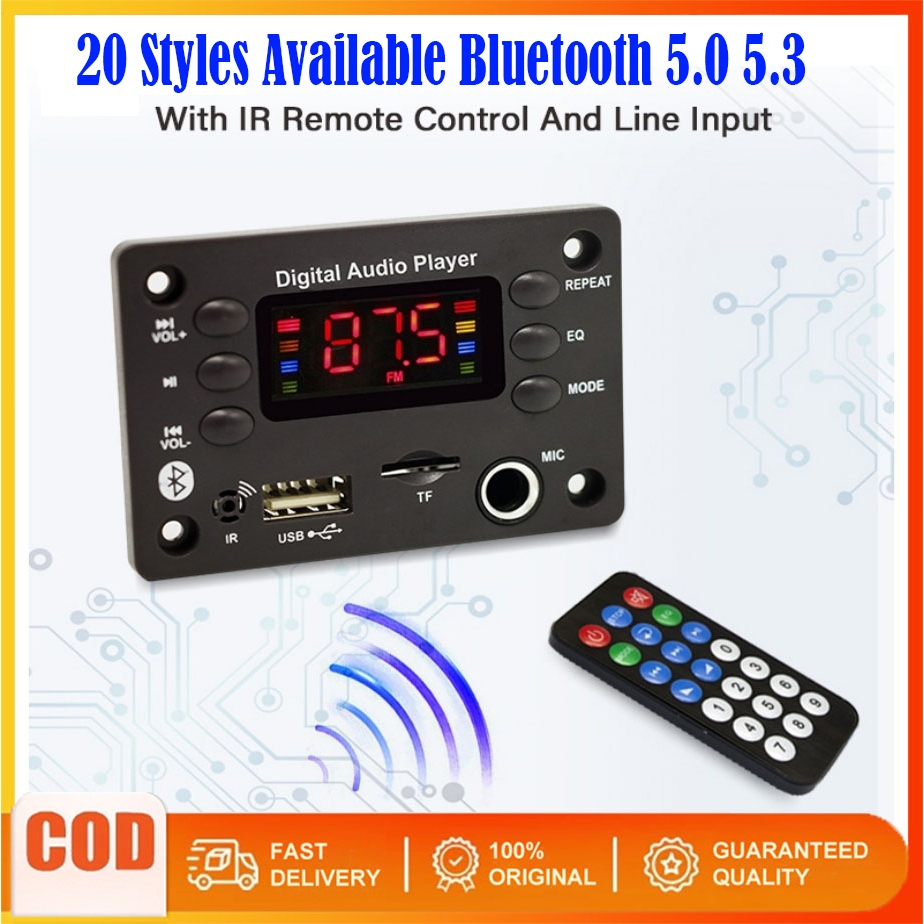 Wireless Decoder Board Bluetooth 5.3 MP3 WMA Audio Board 5V 12V USB TF FM AUX Radio FM Radio ...