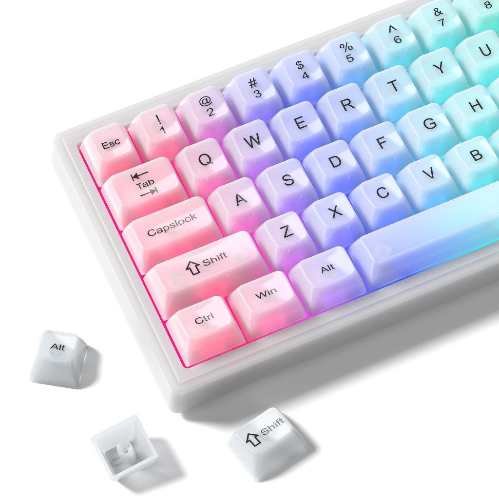 115 Keys Mist White Translucence Keycaps Set MDA Profile Custom ...