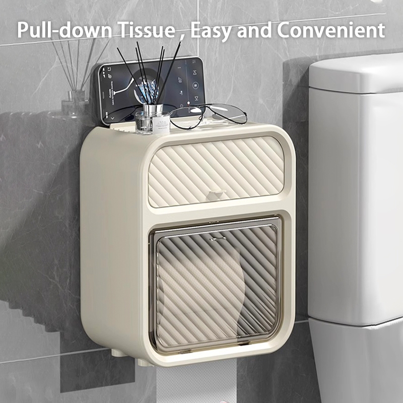 Bathroom Wall Mounted Waterproof Tissue Holder Tissue Roll Paper Holder ...