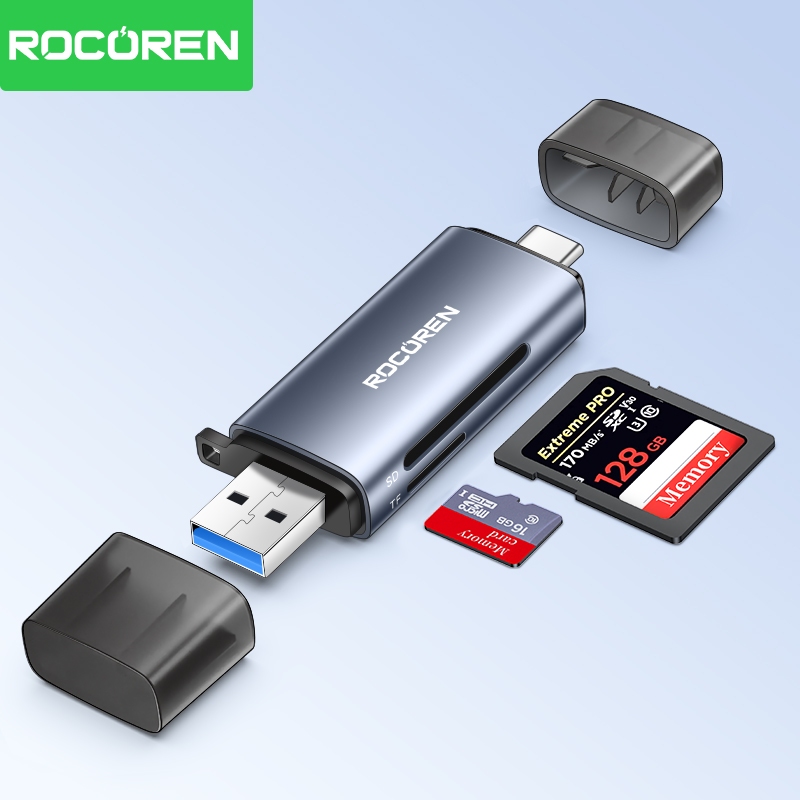 Rocoren Fast Card Reader 2 in 1 SD TF OTG Type-C& USB 3.0 Smart Memory ...