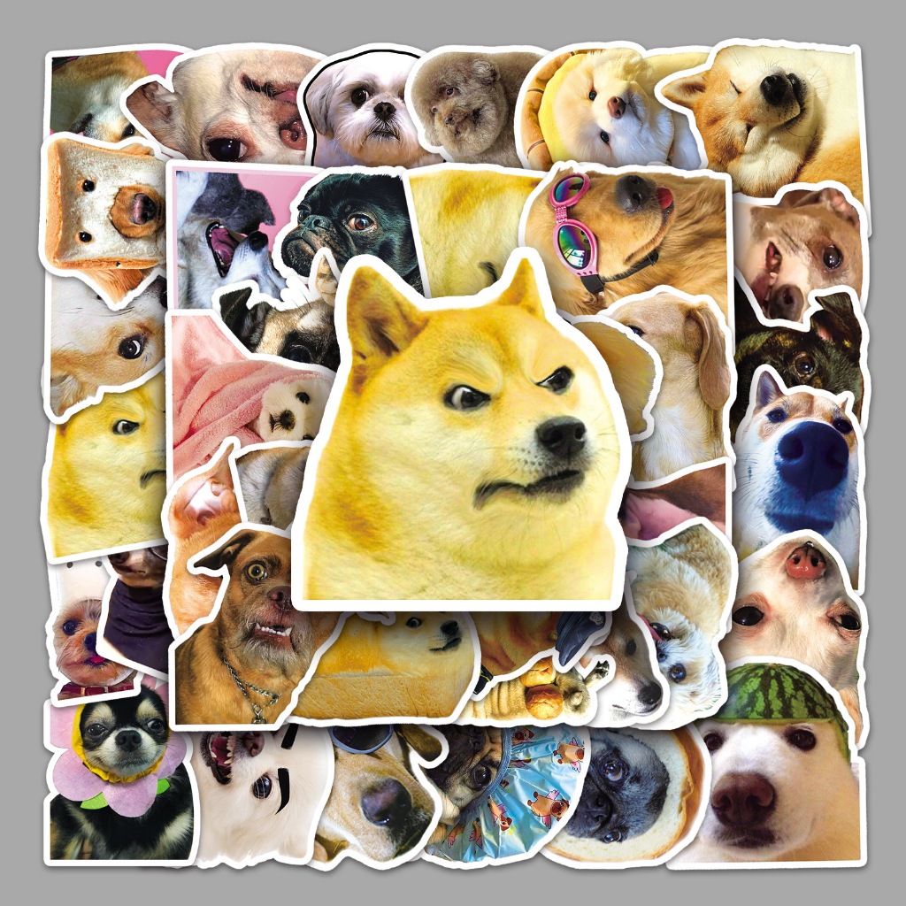 50Pcs Dog MeMes Waterproof Stickers Animal Series Cute Pet Laptop ...