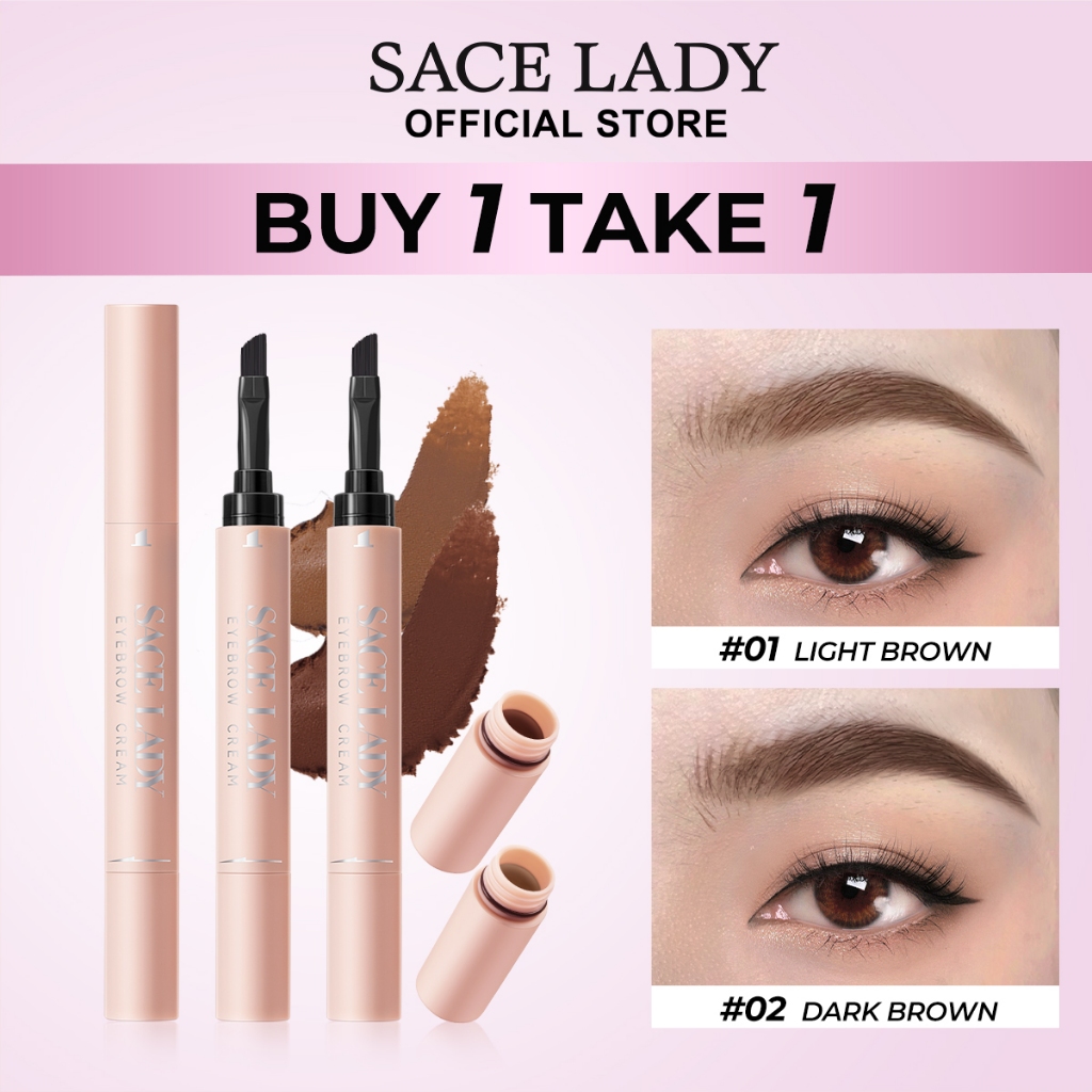 SACE LADY Eyebrow Cream Waterproof With Brush 2 IN 1 Pigmented ...