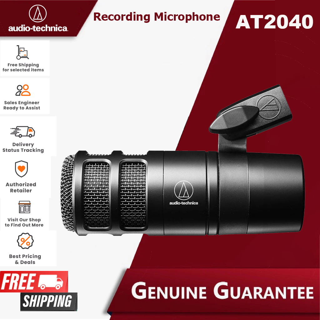 Audio-Technica AT2040 Supercardioid Dynamic Podcast Microphone XLR, Black | Shopee Philippines