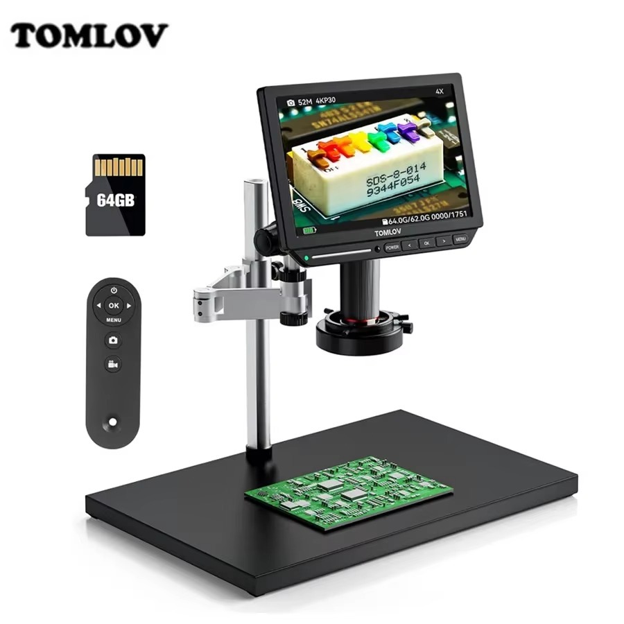 TOMLOV Microscope Digital 4K For Soldering TM4K Flex Arm 2000X HDMI ...