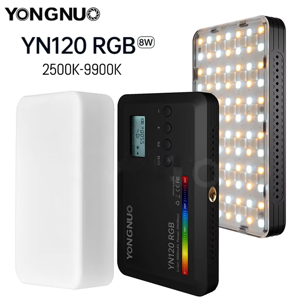 Yongnuo YN120 RGB Full Color 2500K-9900K Mini On-Camera LED Video Light ...