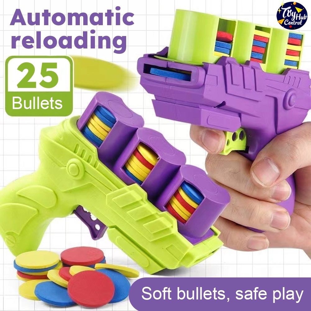Flying Saucer Radish Pistol 25pcs Soft Foam Disc UFO Gun Toy EVA Safety ...