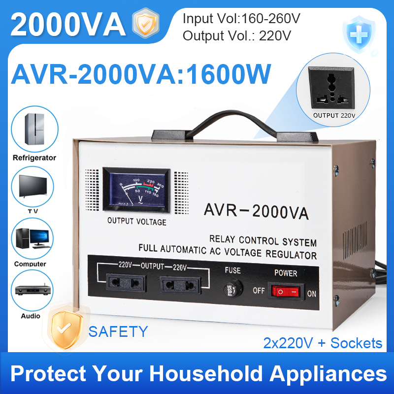AVR-2000VA 1600Watts AVR Intelligent Voltage Regulator 160-260V Voltage ...