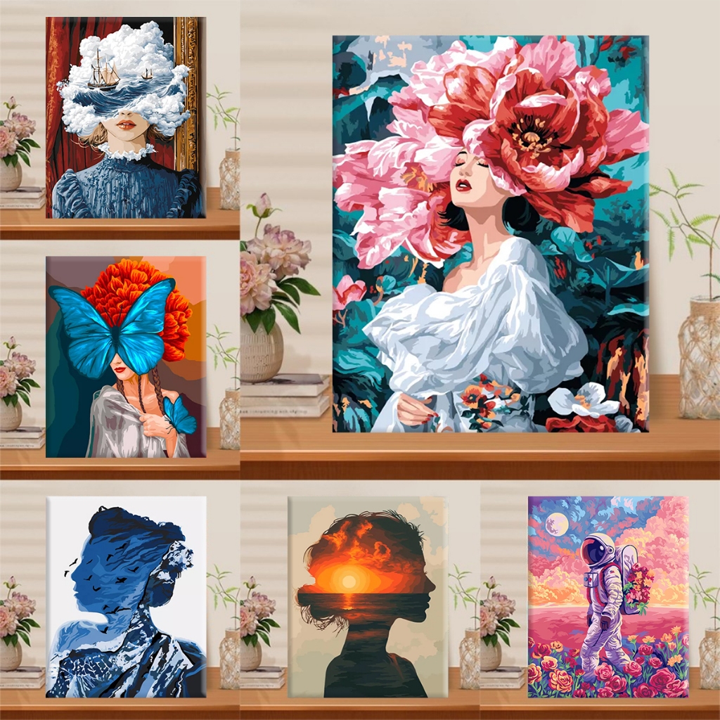 Paint by Numbers Woman with flowers Painting by Number Painting Wall ...