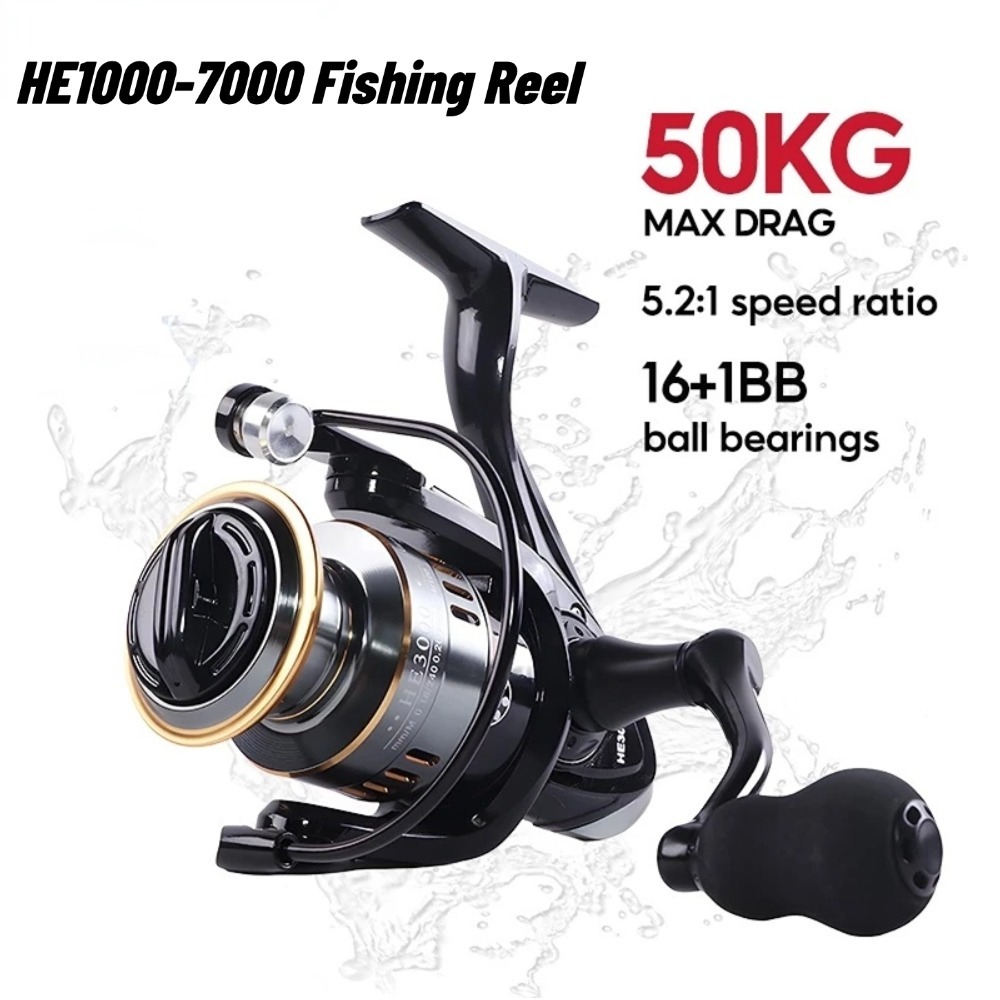 HE1000-HE7000 Fishing Reel Spinning Reel 5.2:1 High Speed Fishing ...