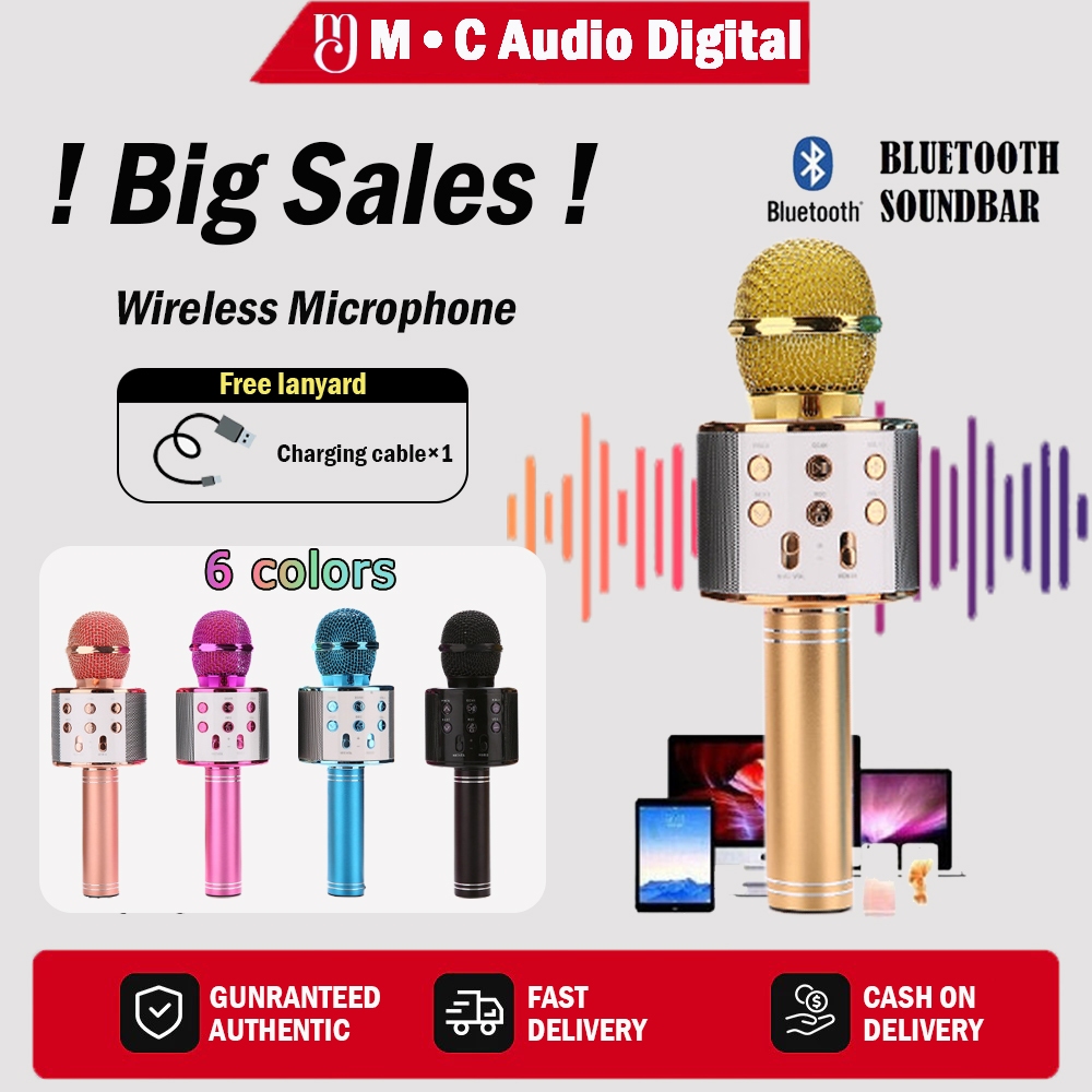 WS 858 bluetooth microphone wireless Built-In HIFI Speaker KTV Karaoke Handheld mic for pc ...