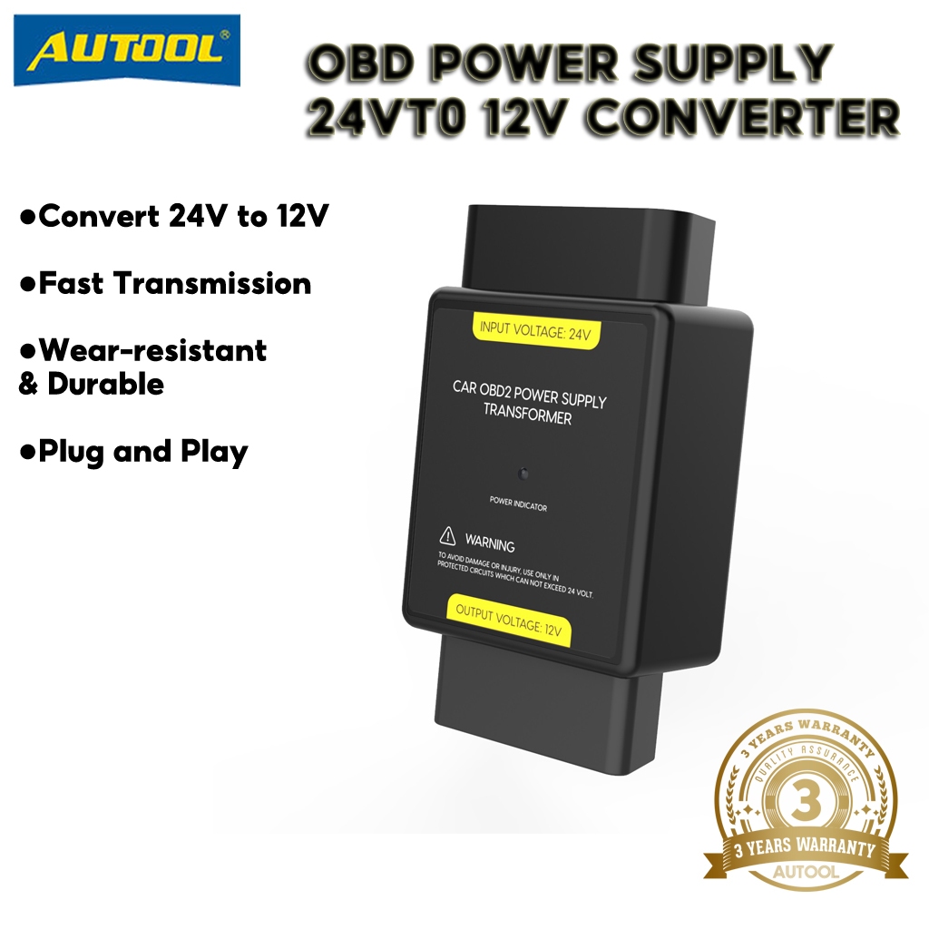 AUTOOL Obd2 24v to 12v Power Adapter 16pin for ELM327 Diagnostic Tool ...