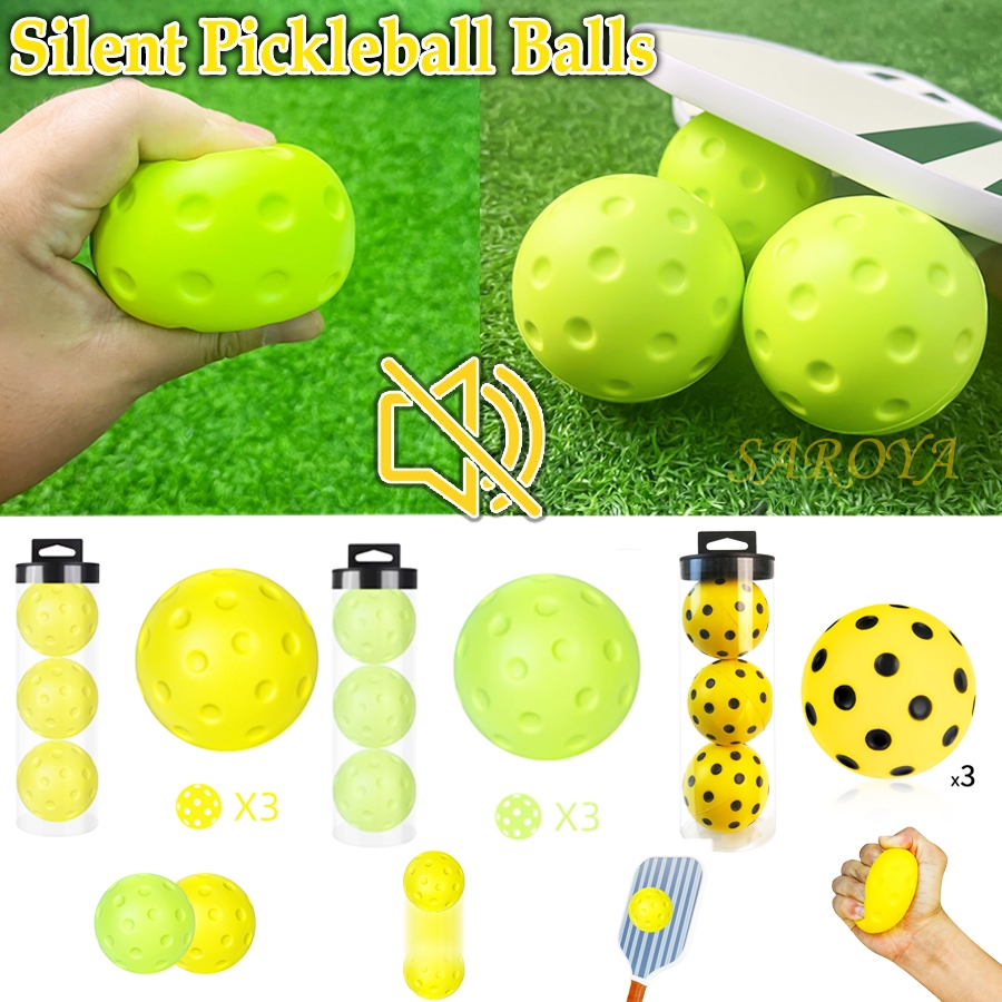 3pcs Silent Pickleball Balls Quiet Foam Pickleballs with Exact Real ...