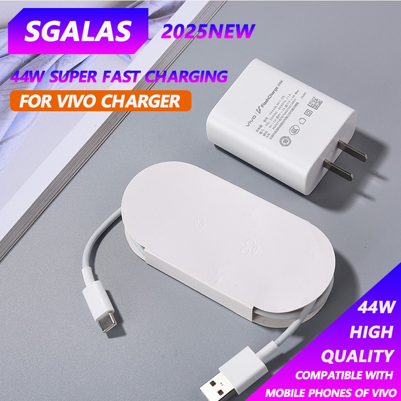Original 44W Vivo Fast Charger EU/US FlashCharge 2.0 Adapter 1M USB ...