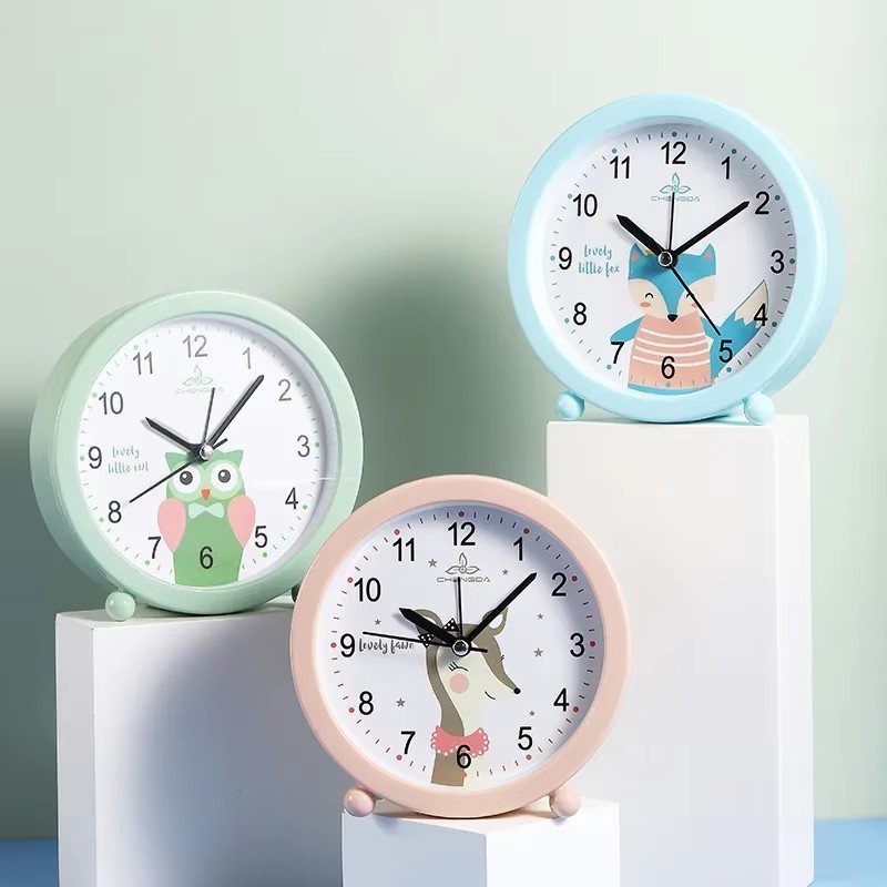 Simple Round Cartoon Alarm Clock Bedside Decoration Children Sleepy ...