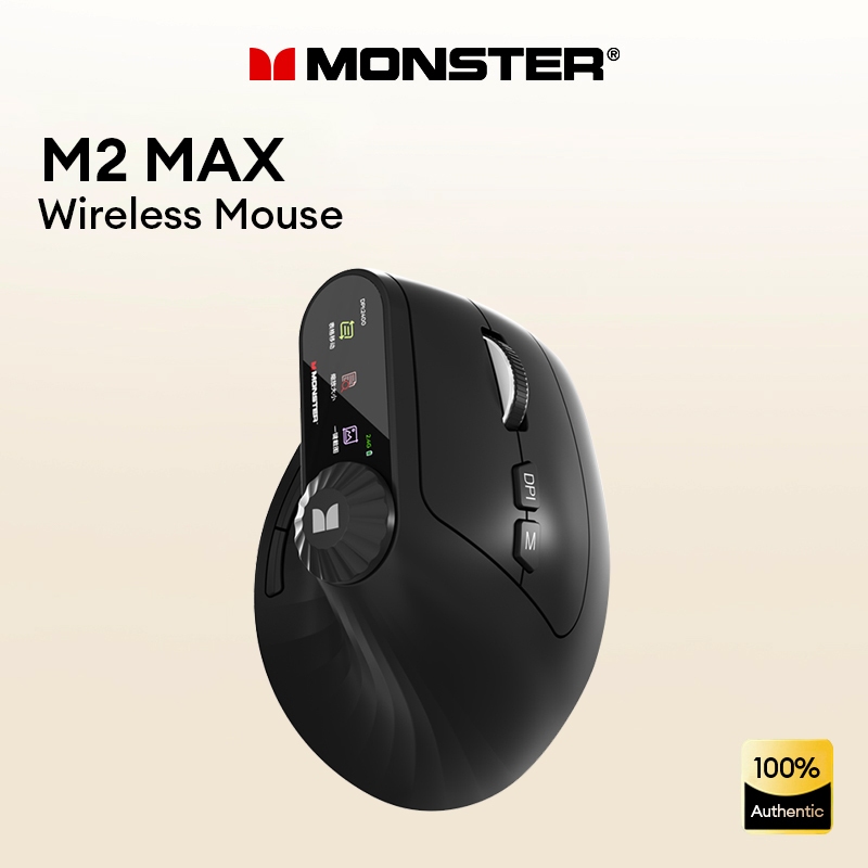 Monster M2 MAX Mouse Bluetooth Wireless Non Slip Ergonomic Design Light ...