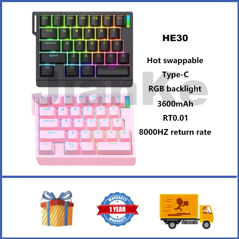 HE30 Wired Magnetic One Handed Keyboard 29 Keys Hot swappable RGB RT0 ...
