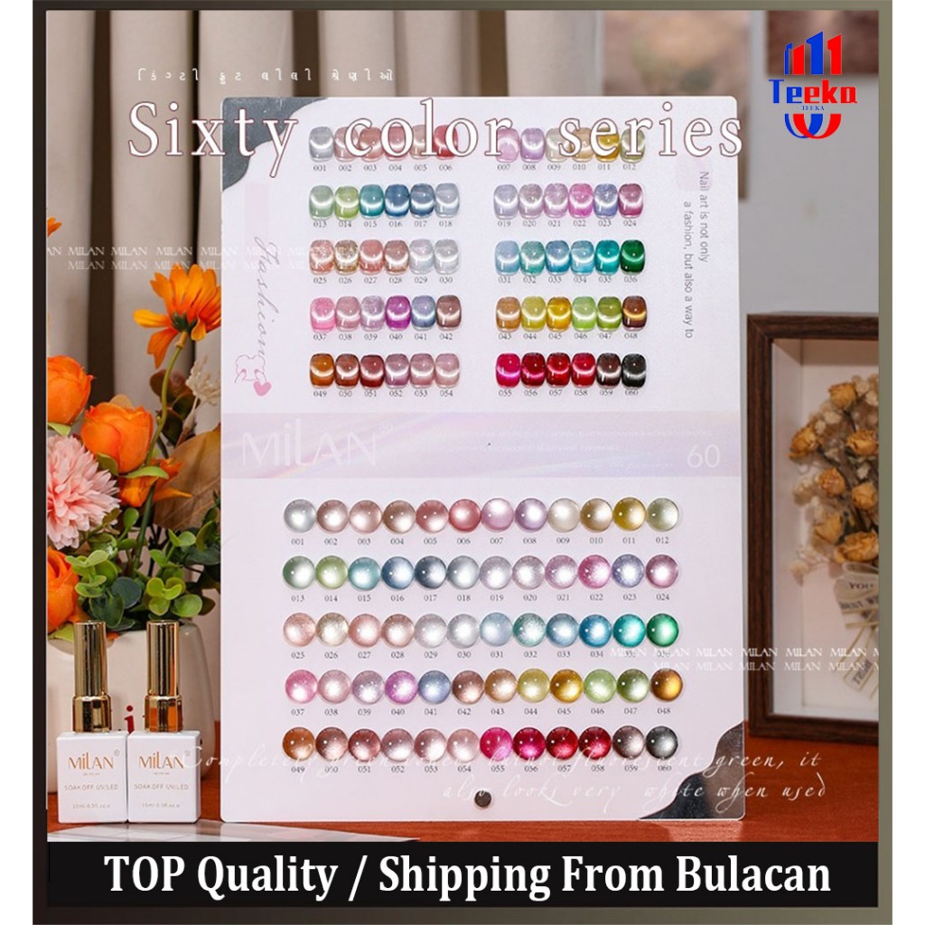 Milan 15ml 60 Color cat eye gel polish set Magnetic Nail Gel with chart ...