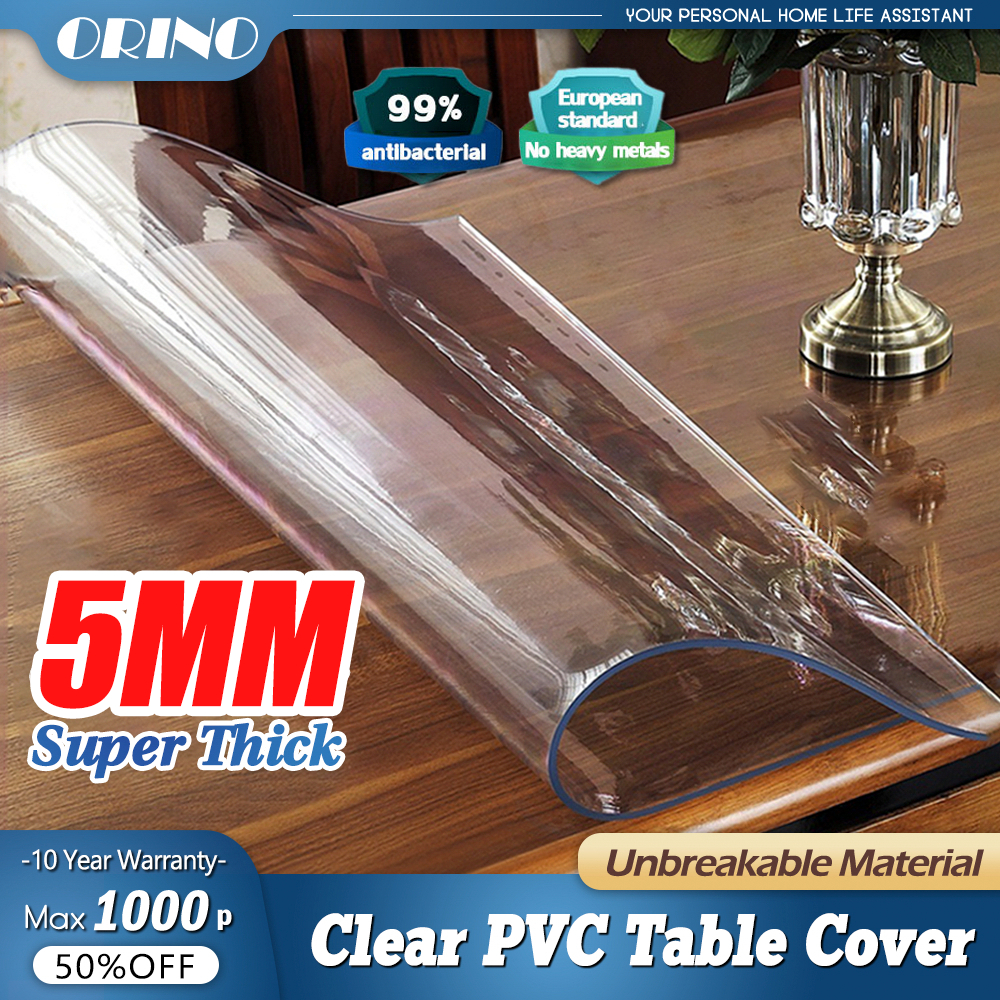 【5MM】Thick PVC Tablecloth TransparentClear Protective Table Cover ...