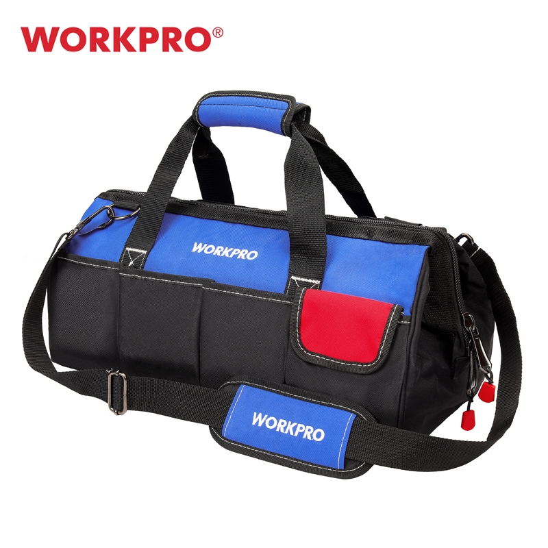 WORKPRO 18-inch Close Top Wide Mouth Storage Tool Bag with Adjustable Shoulder Strap, Sturdy ...