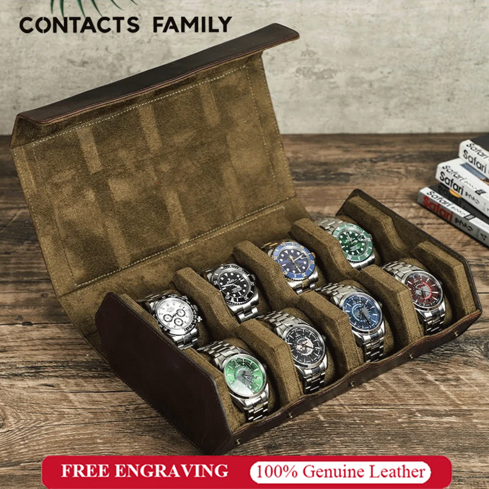 CONTACT'S FAMILY Exquisite Genuine Leather Hexagon 8 Slots Watch Case ...