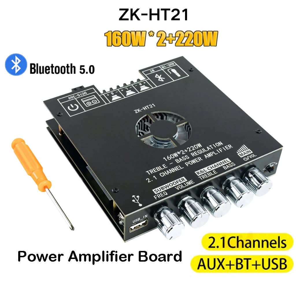 KLYSTR ZK-HT21 TDA7498E Bluetooth Amplifier Board 160W×2+220W Subwoofer 2.1 Channel Audio ...