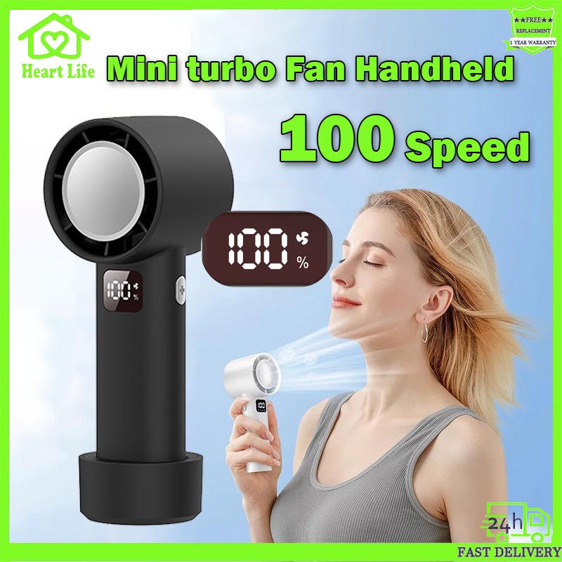 Mini Rechargeable USB Fan with LED Display Mini turbo Fan Handheld Mini ...