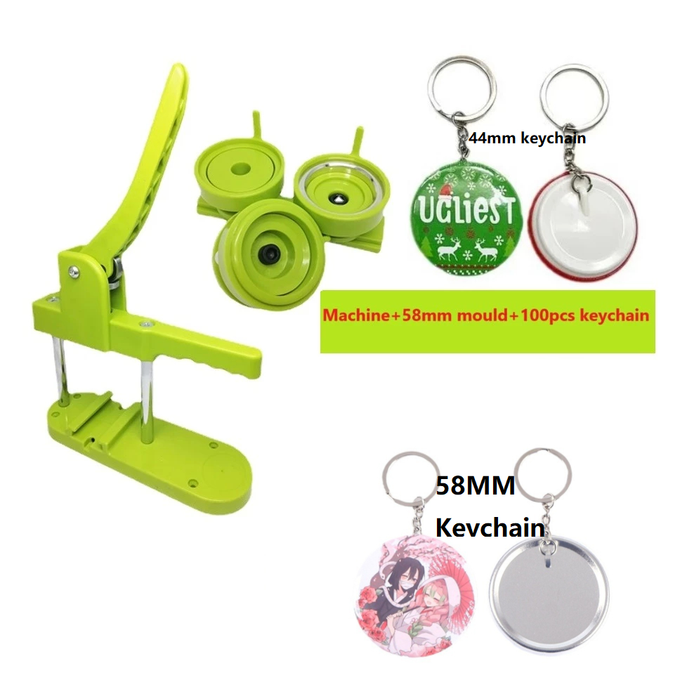 DC108 44mm 58mm Machine+mould+100pcs keychain DIY button badge keychain ...